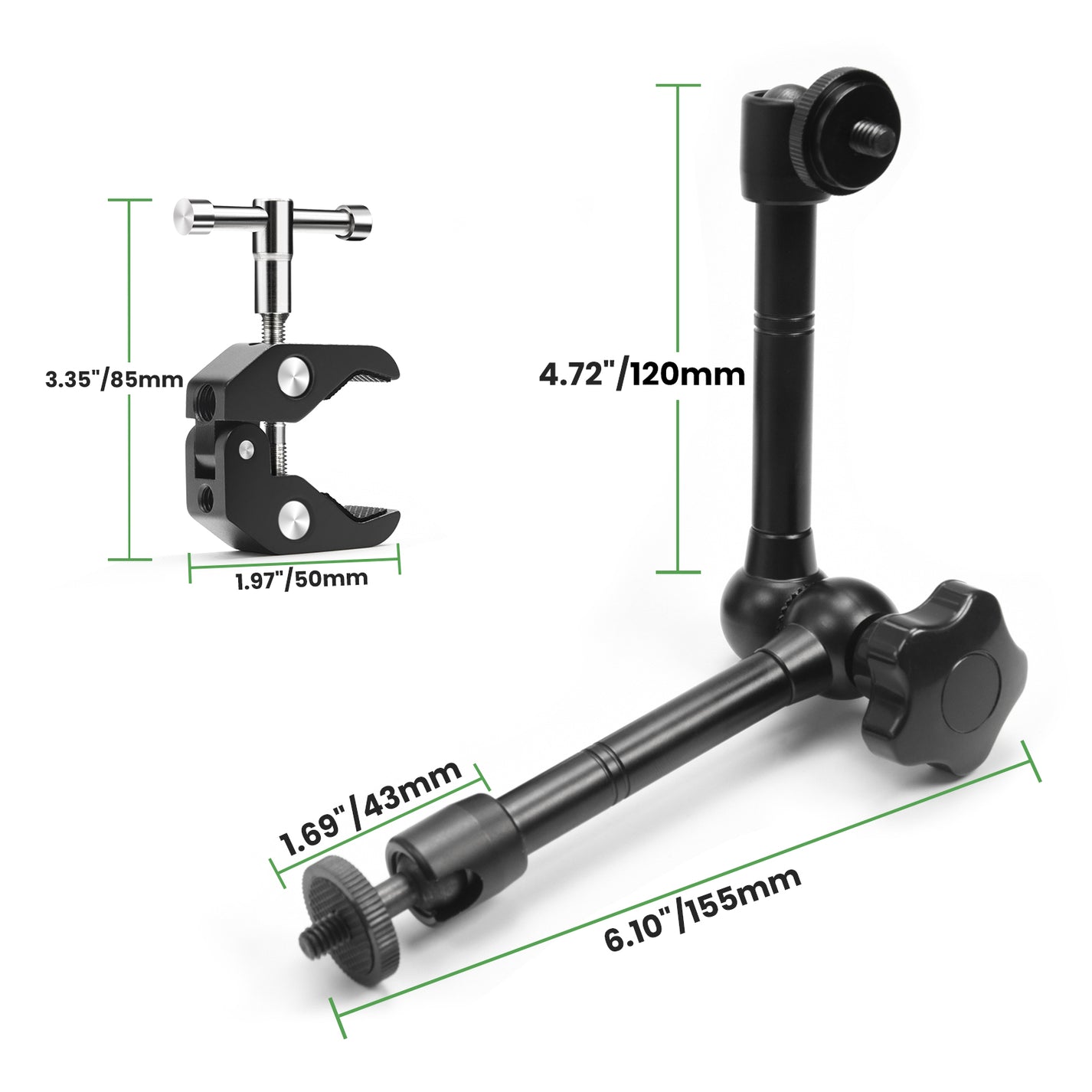 MOKOSE Adjustable Articulating Magic Arm and Super Clamps with 1/4”and ...
